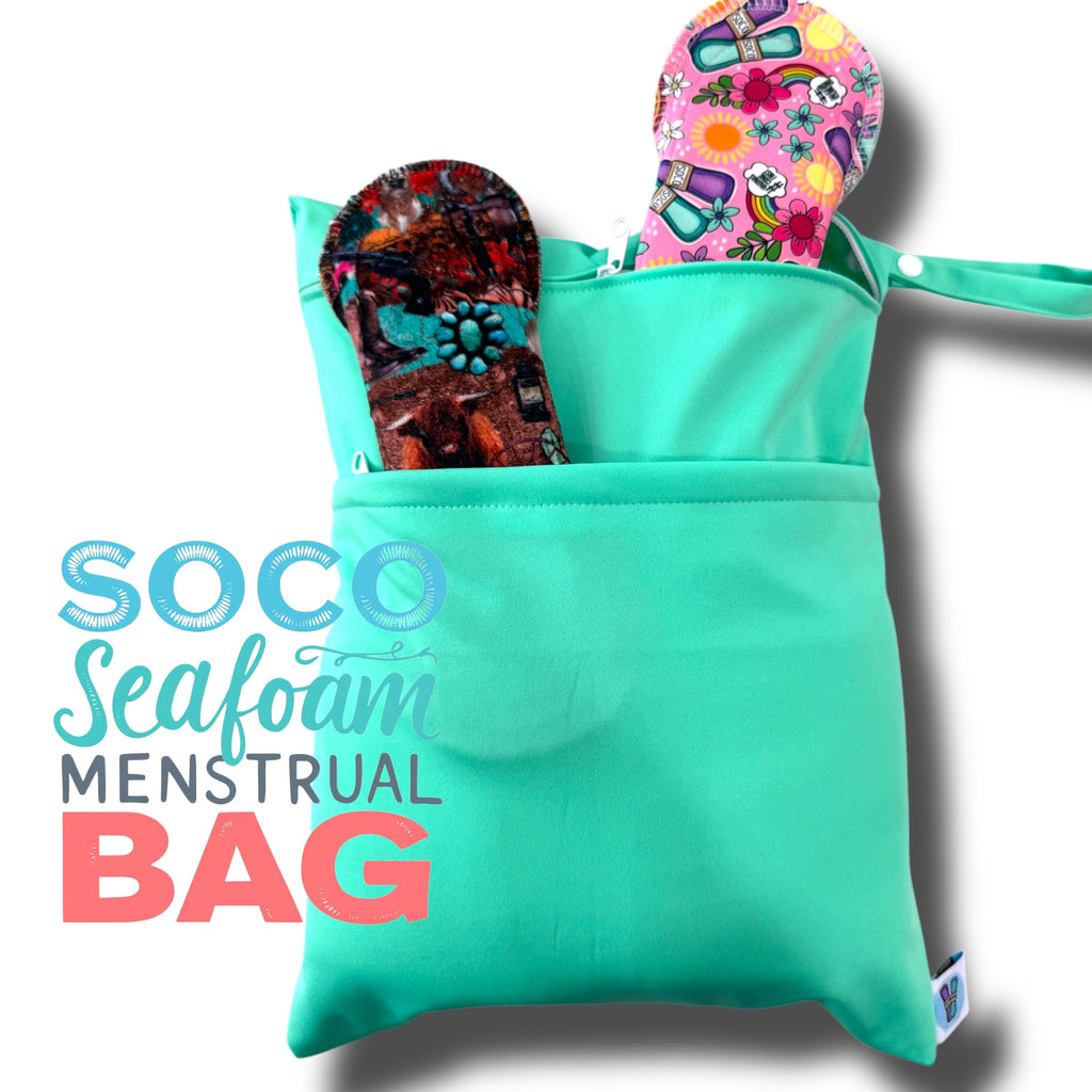 SoCo SEAFOAM DOUBLE ZIPPERED MENSTRUAL BAG – SoCo Studio