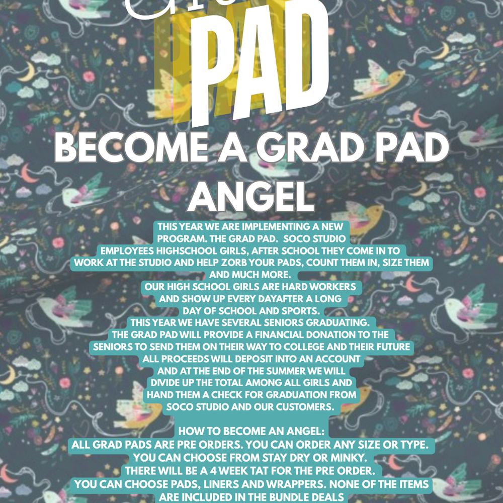*PRE-ORDER* GRAD PAD ANGEL (MINKY OR STAY DRY) – SoCo Studio